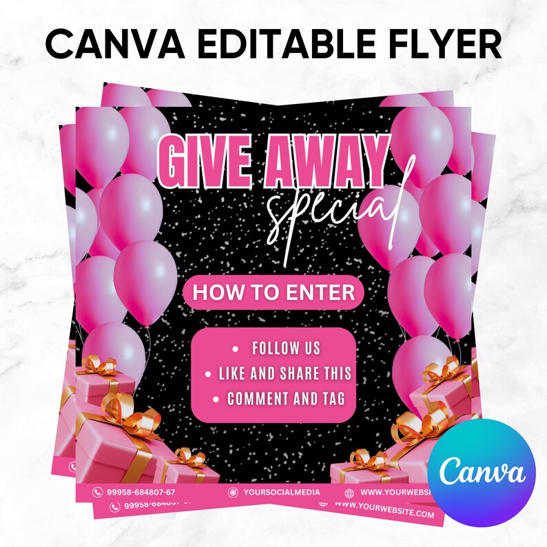 Giveaway Flyer, DIY Flyer Template Design, Social Media Template, Win ...