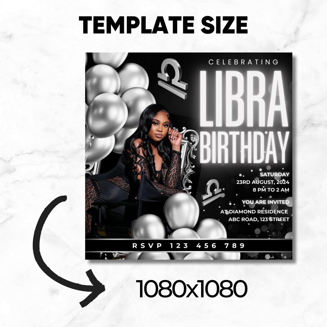 Libra Birthday Flyer, Birthday Girl, Birthday Template, Party Flyer ...