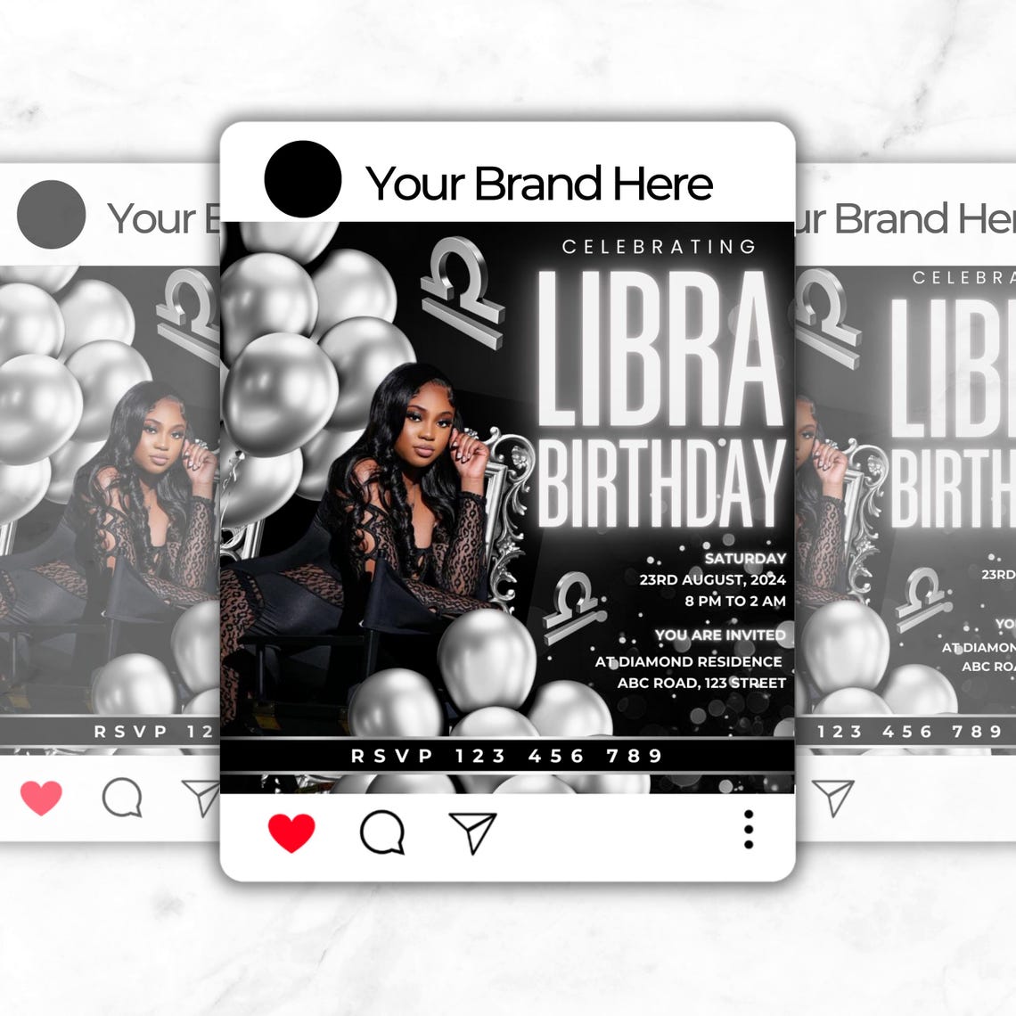 Libra Birthday Flyer, Birthday Girl, Birthday Template, Party Flyer ...