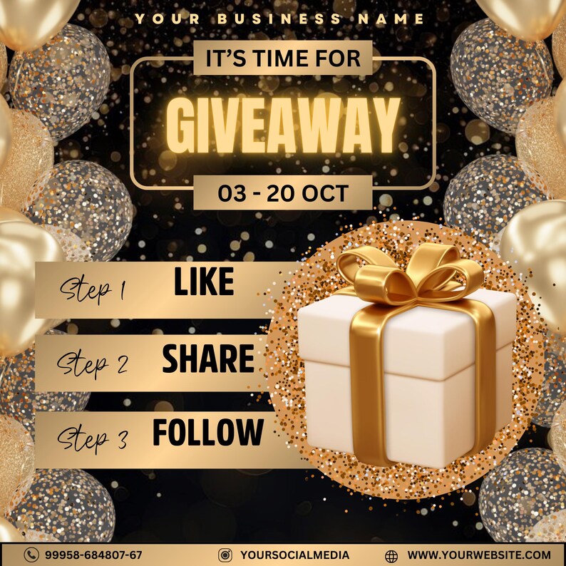 1K Giveaway Flyer, DIY Flyer Template Design, Social Media Template ...