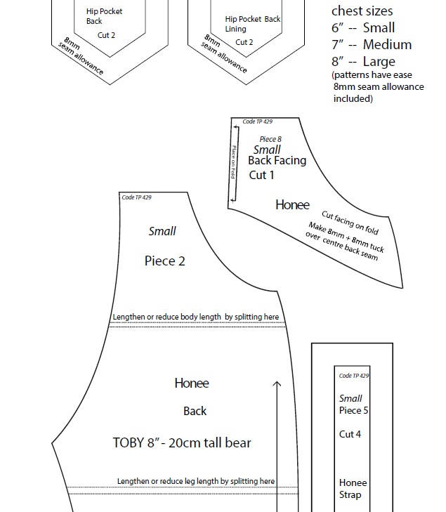 Overalls PDF Sewing for Your 8 Inch Teddy Bear Dungaree Pattern Sized ...