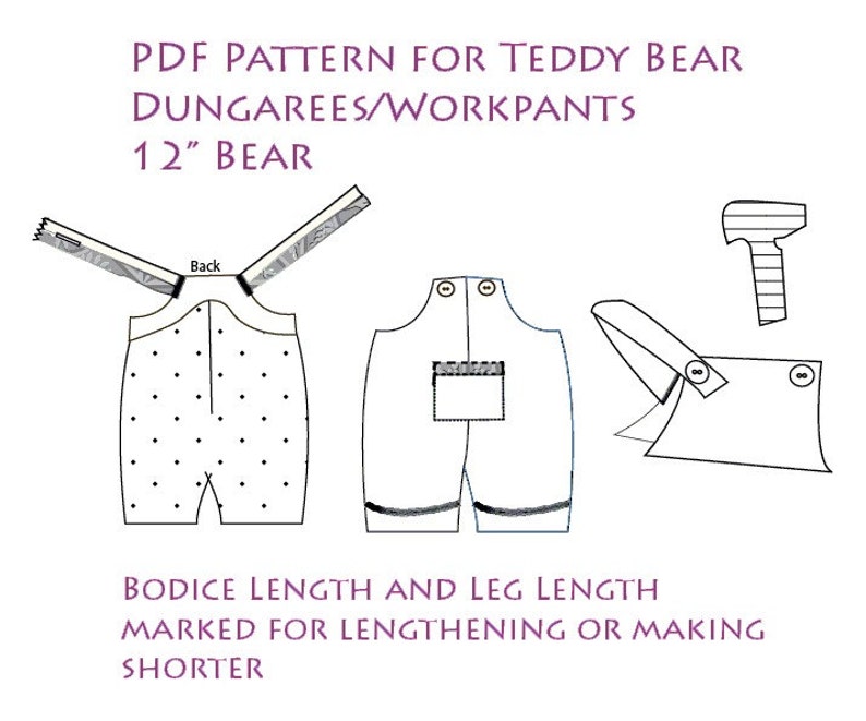 Overalls for Teddy Sewing PDF for 12" to 14" Bear. Instant Download ...