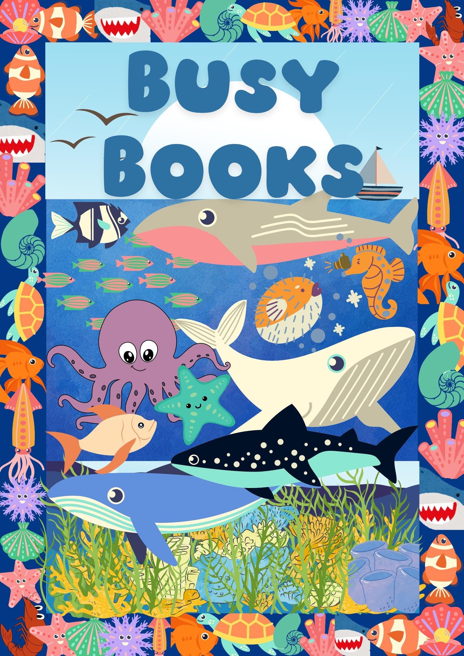 Coloring Book Aquatic Animals Animals Color Fun Writing Tracing Sea ...