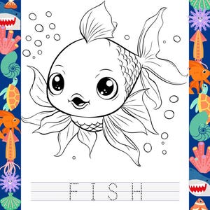 Coloring Book Aquatic Animals Animals Color Fun Writing Tracing Sea ...