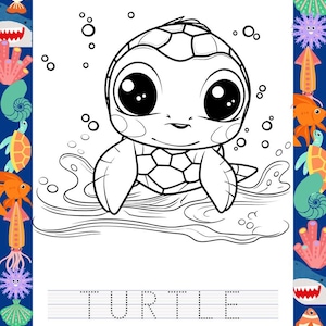 Coloring Book Aquatic Animals Animals Color Fun Writing Tracing Sea ...