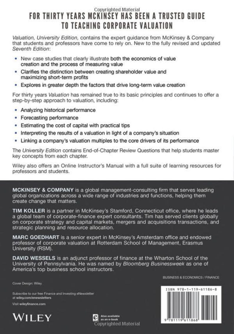 Mckinsey Valuation: Measuring and Managing the Value of Companies ...