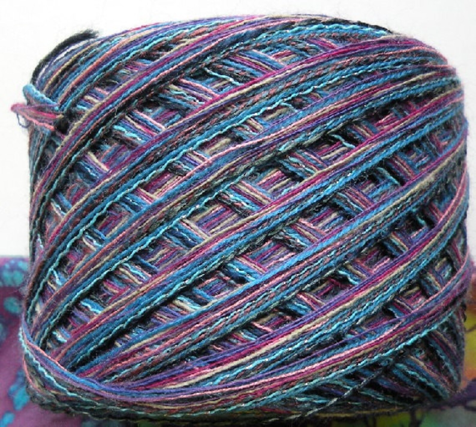 YARN Worsted Purple Blue Monaco, 100 Yards Wool Cotton Sparkly Art Yarn ...