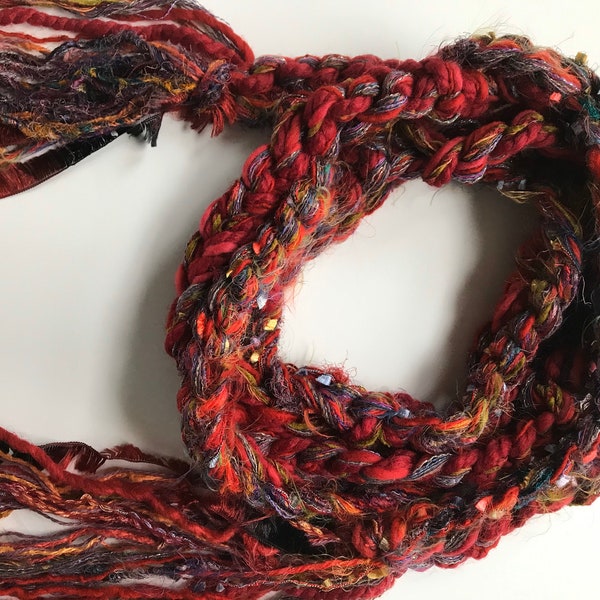 Red Knitted Scarf - Etsy