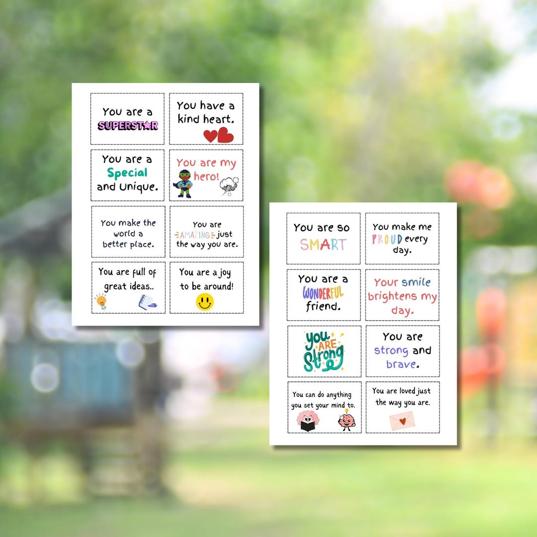 Printable Lunchbox Affirmation Cards for Kids – Inspire, Empower, Boost ...