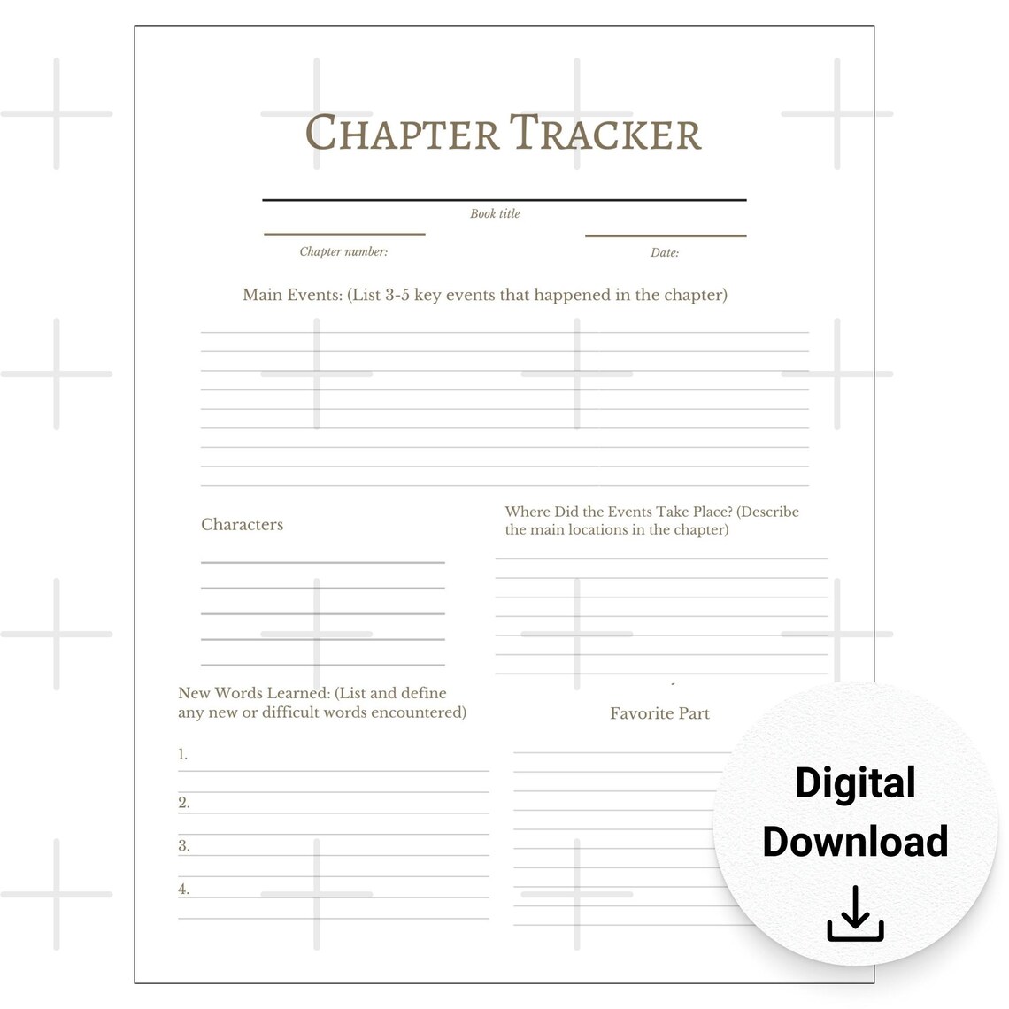 Chapter Tracker Template for Chapter Book Students - Etsy