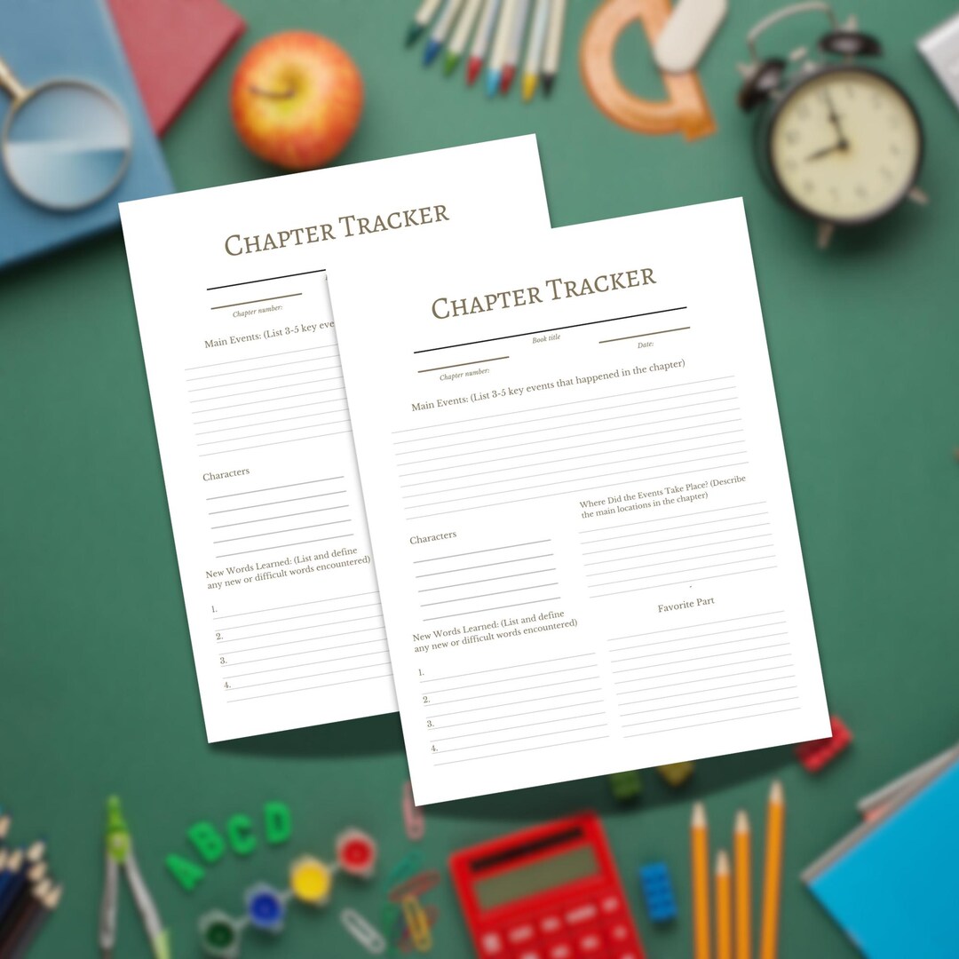 Chapter Tracker Template for Chapter Book Students - Etsy