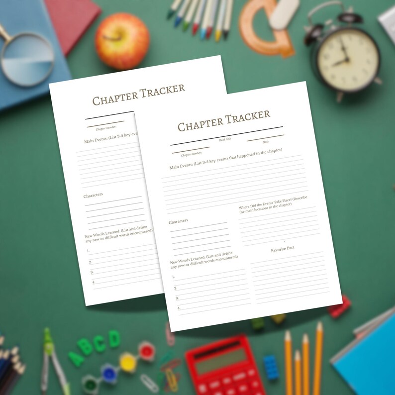 Chapter Tracker Template for Chapter Book Students - Etsy