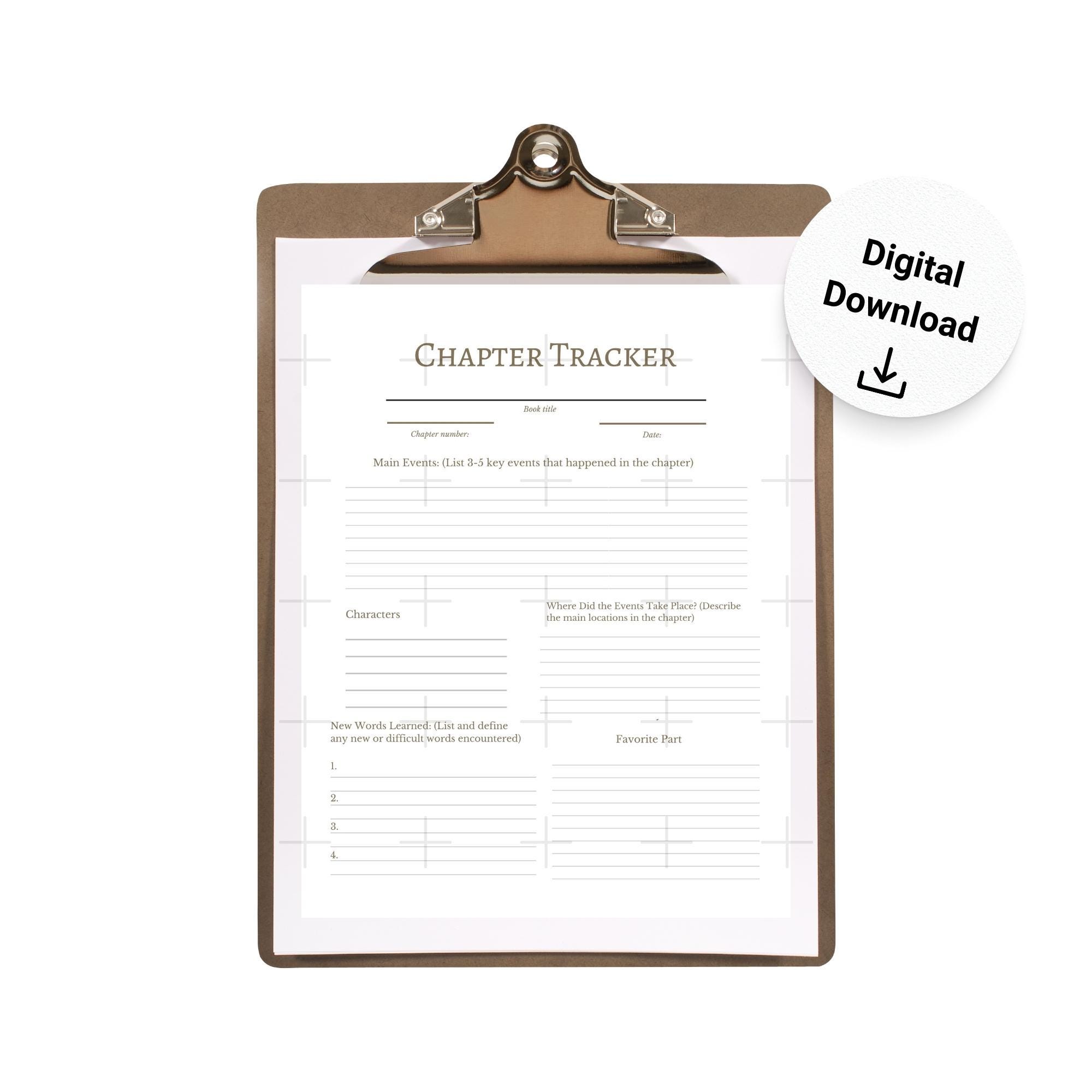 Chapter Tracker Template for Chapter Book Students - Etsy