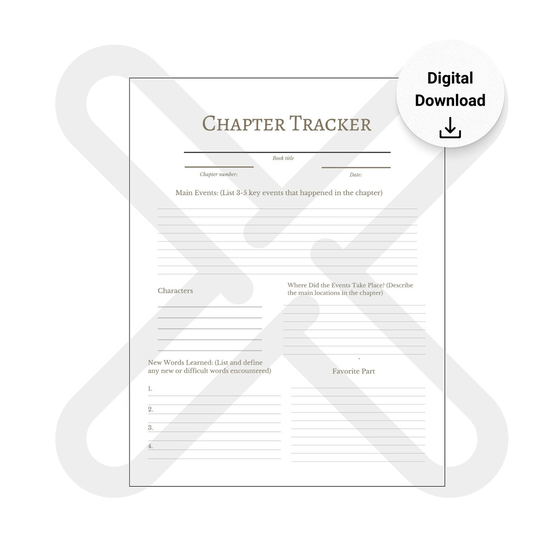 Chapter Tracker Template for Chapter Book Students - Etsy
