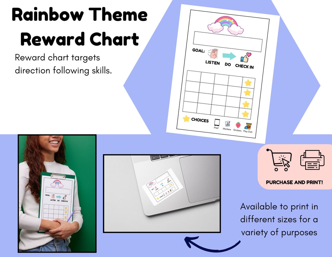 Rainbow Reward Chart * Following Directions * Sticker Chart - Etsy