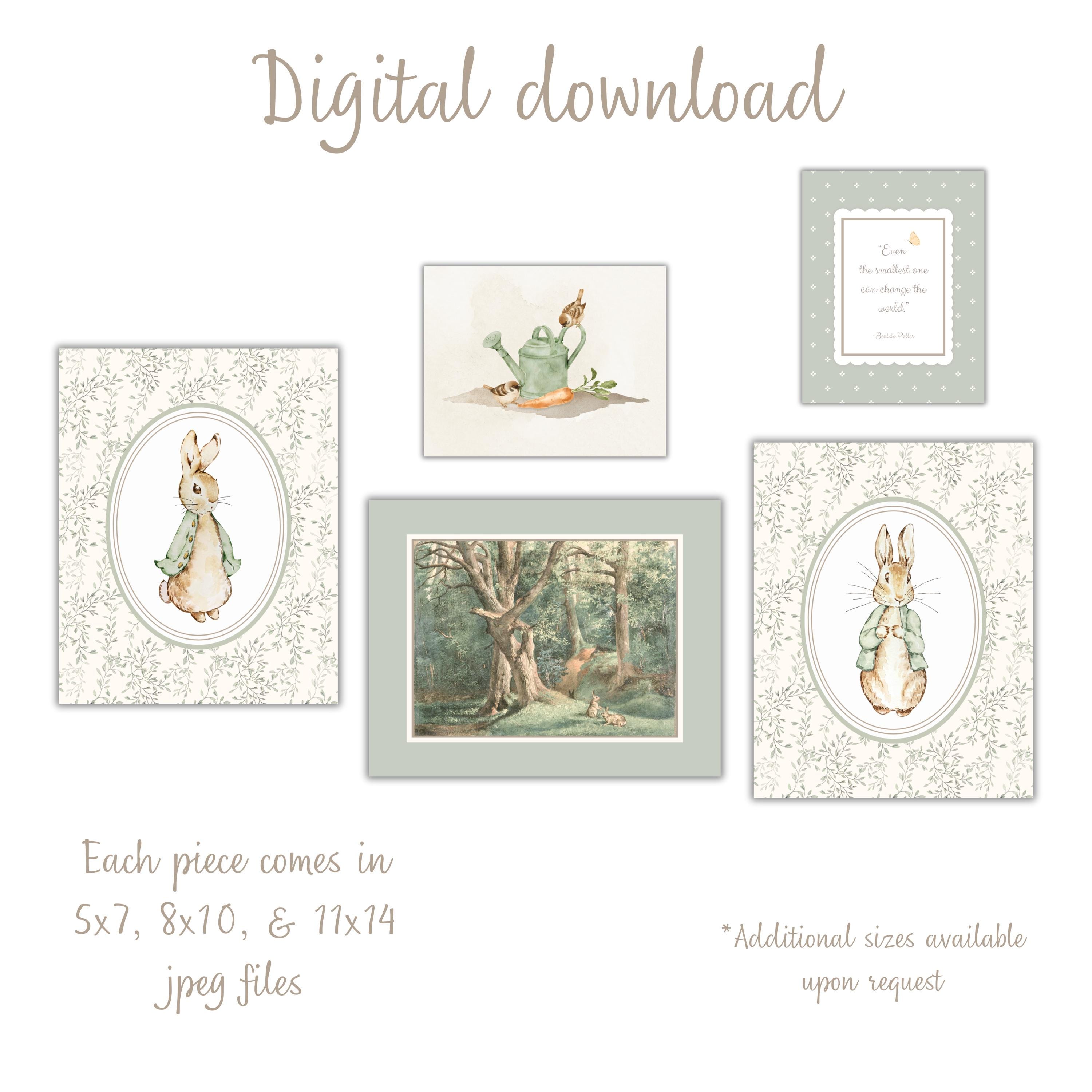 Peter Rabbit Prints, Beatrix Potter, Green Jacket, Vintage Nursery Art ...