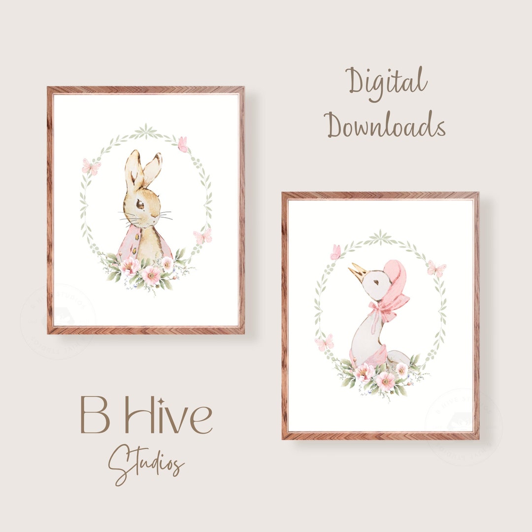 Vintage Peter Rabbit Nursery Art Prints, Beatrix Potter, Girls Nursery ...