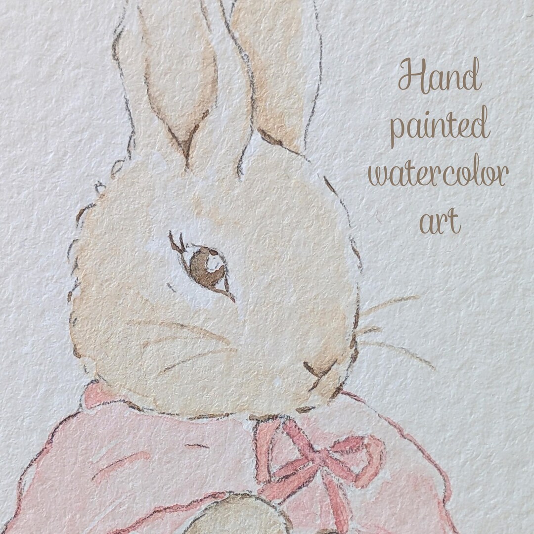 Original Hand Painted Peter Rabbit Nursery Artwork, Framed Watercolor ...