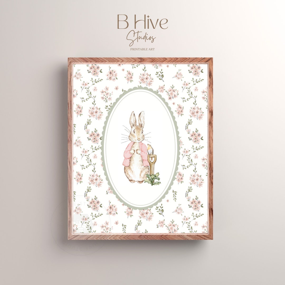 Peter Rabbit Nursery Art Print, Pink Peter Rabbit, Beatrix Potter ...