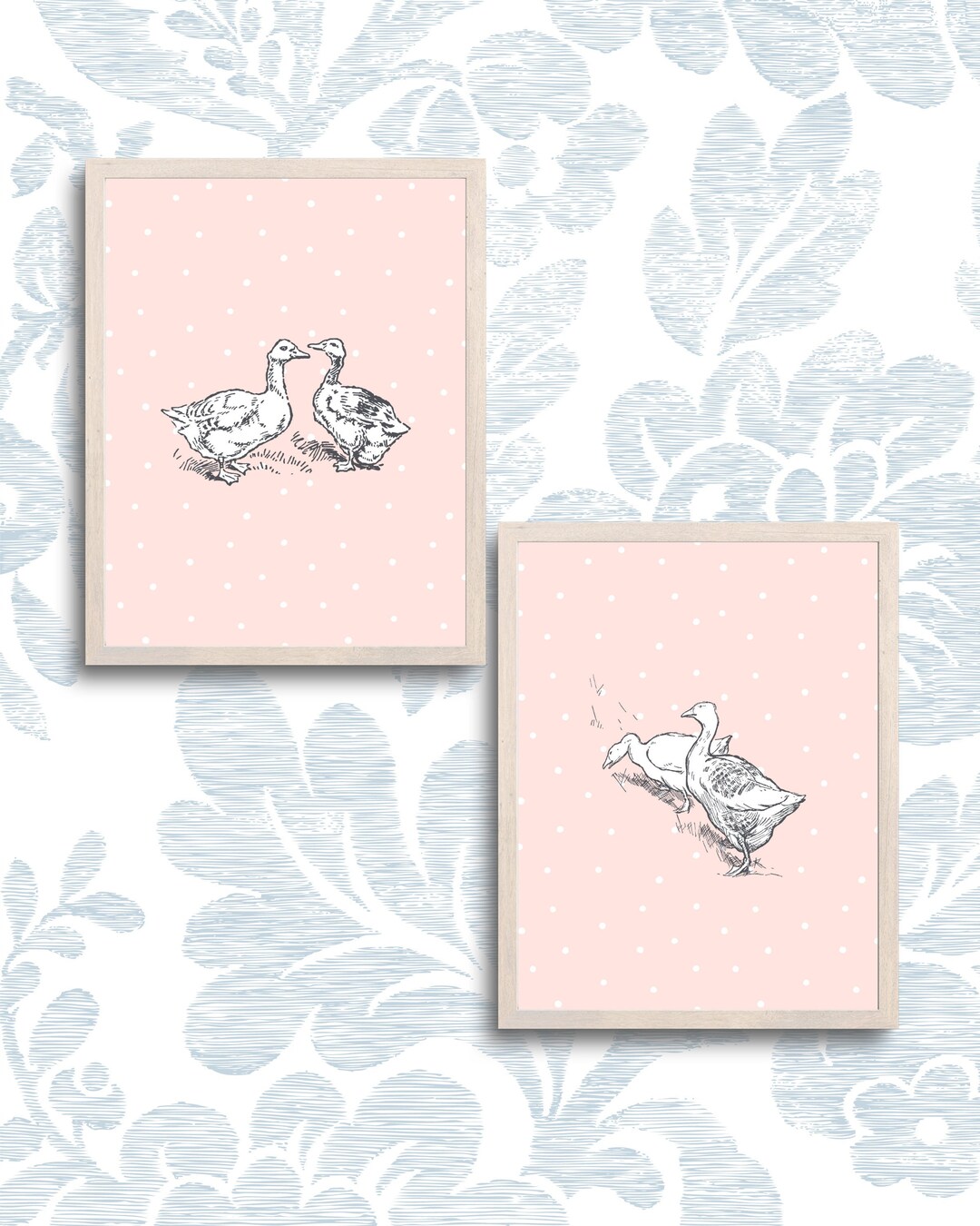 Vintage Illustration Nursery Art Set, Geese Art, Cottage Core Nursery ...