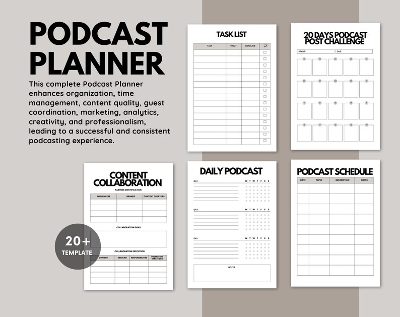 Canva Template Podcast Planner | Podcast Planner | Digital Podcast ...