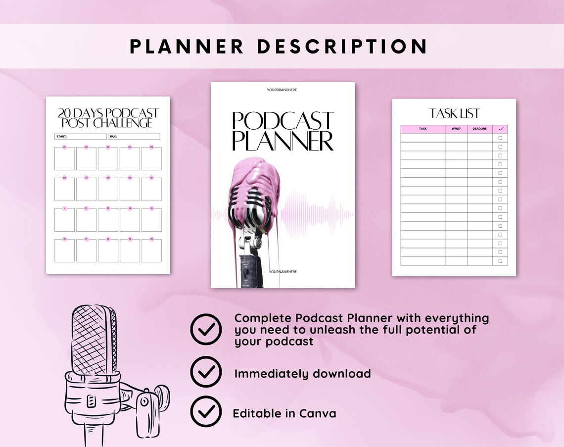 Canva Template Podcast Planner | Podcast Planner | Digital Podcast ...