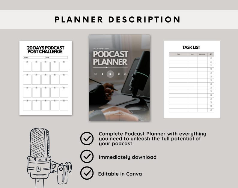 Canva Template Podcast Planner | Podcast Planner | Digital Podcast ...