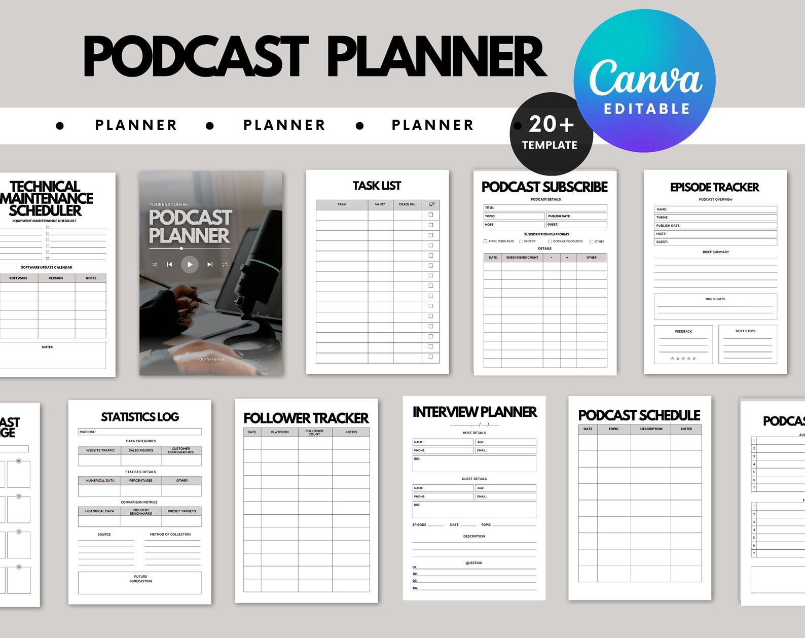 Canva Template Podcast Planner | Podcast Planner | Digital Podcast ...