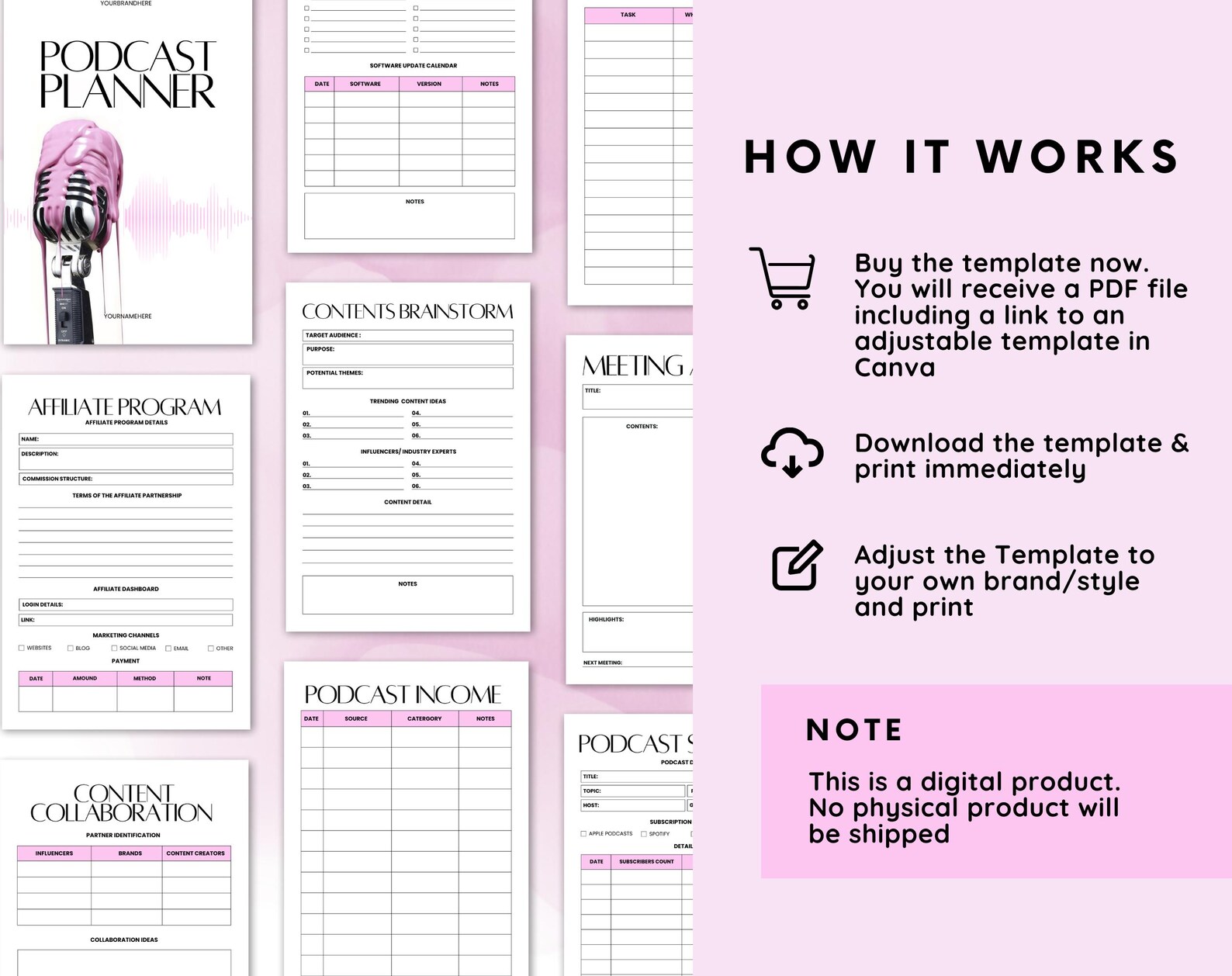 Canva Template Podcast Planner | Podcast Planner | Digital Podcast ...
