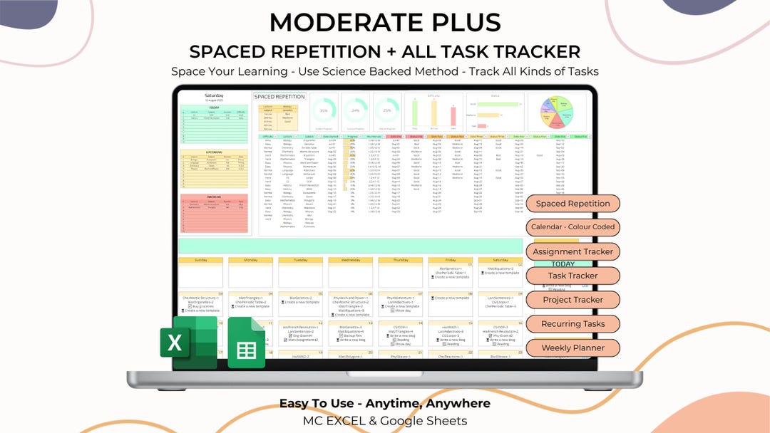 Spaced Repetition Revision Planner Active Recall Retrieval Practice ...