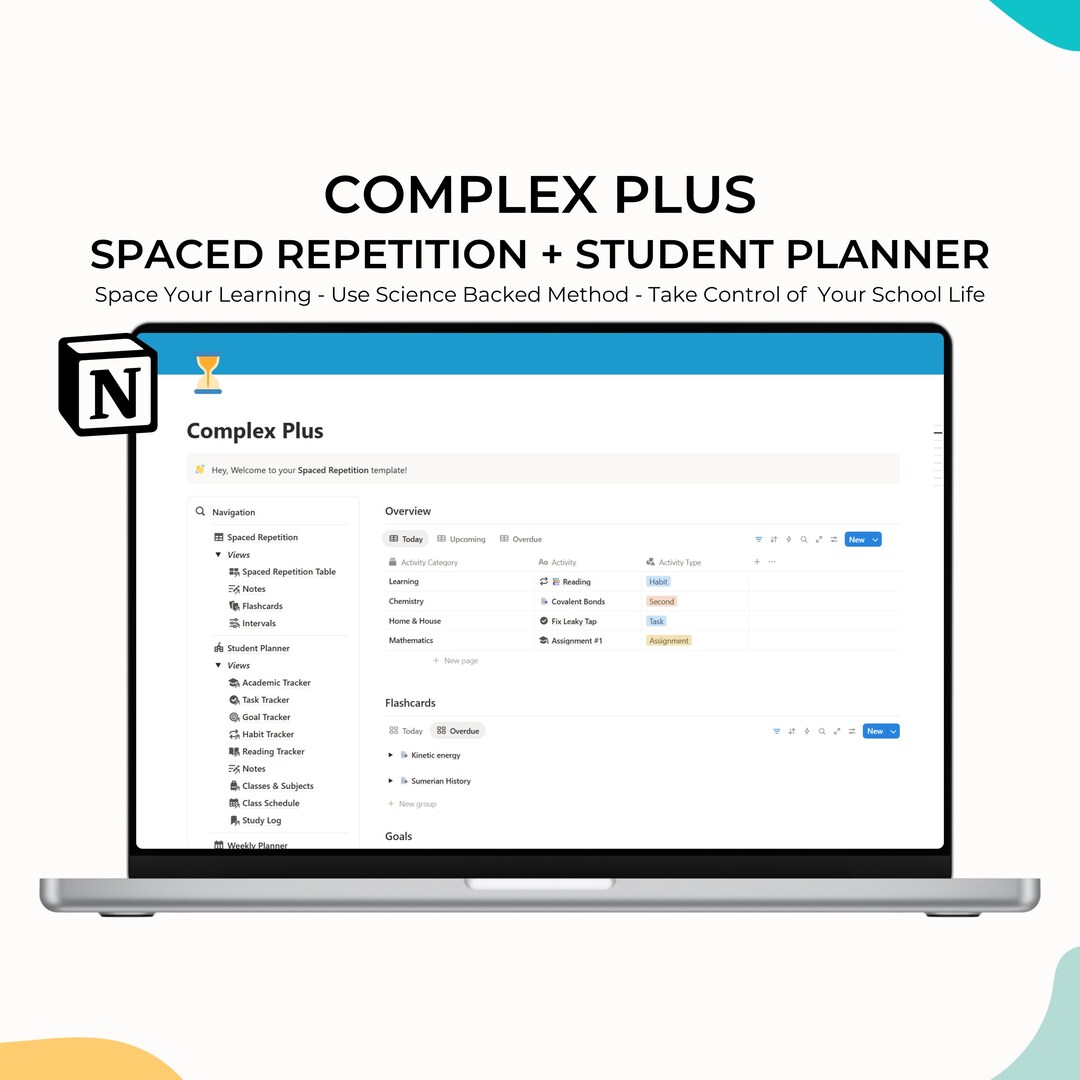 Spaced Repetition Notion Academic Student Planner Revision Tracker ...
