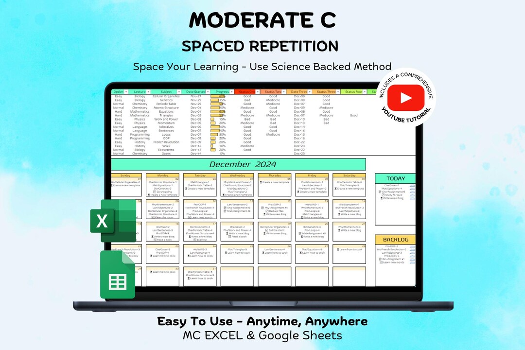 Spaced Repetition Student Planner Digital Template Study Planner ...