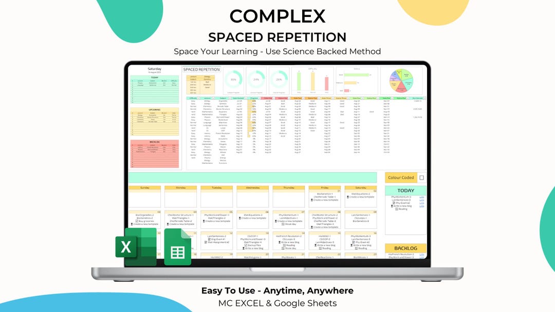 Spaced Repetition Revision Planner Active Recall Retrieval Practice ...