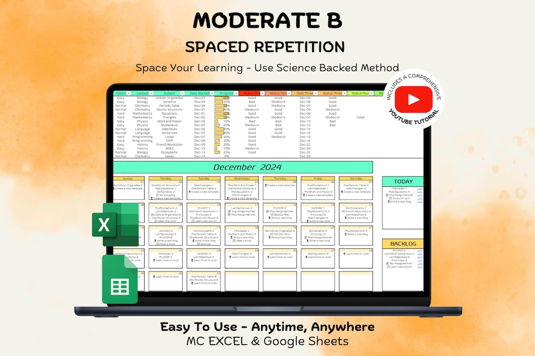 Spaced Repetition Student Planner Digital Template Study Planner ...
