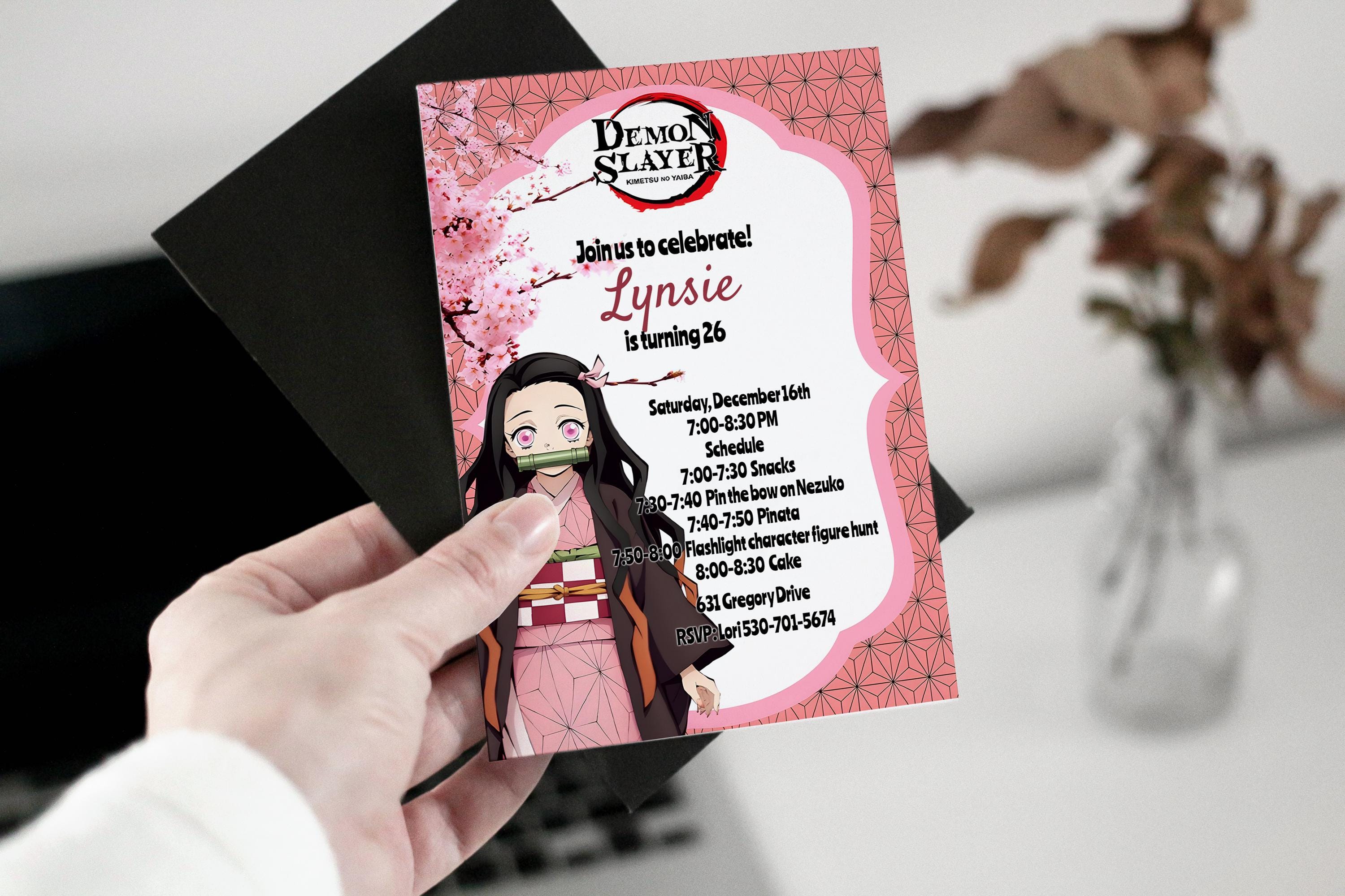 Demon Slayer Birthday Invitation, Birthday Invitation Digital ...