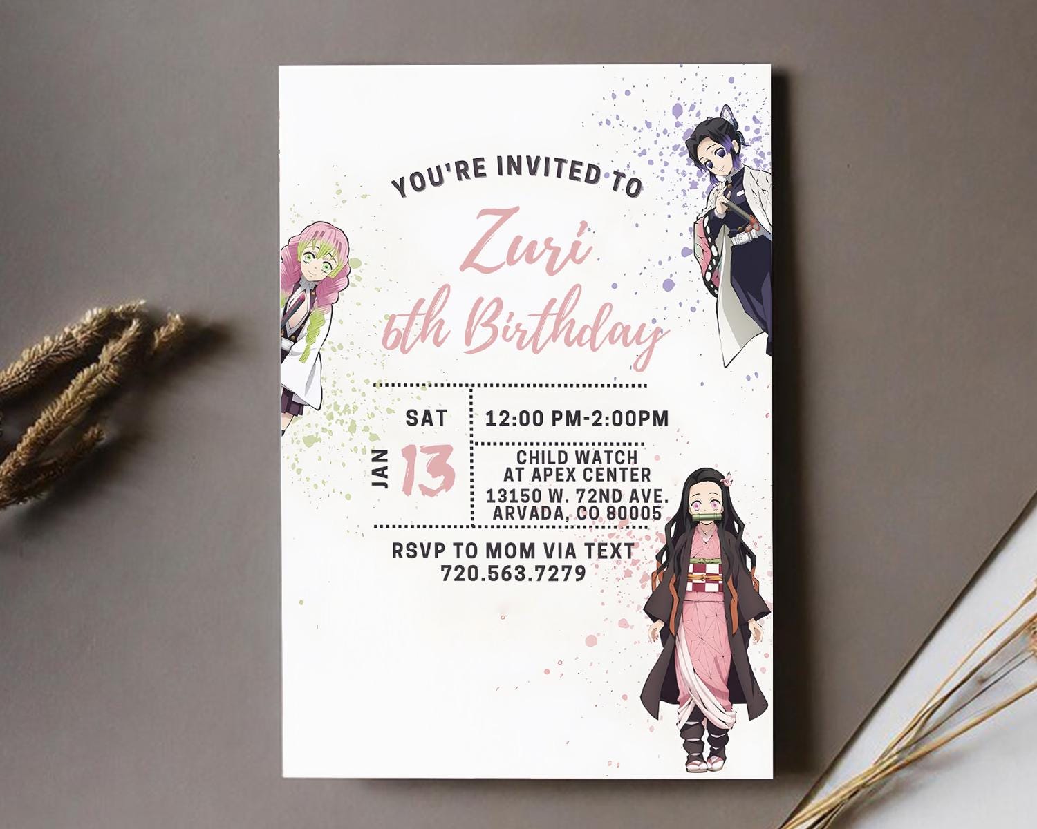 Demon Slayer Birthday Invitation, Birthday Invitation Digital ...