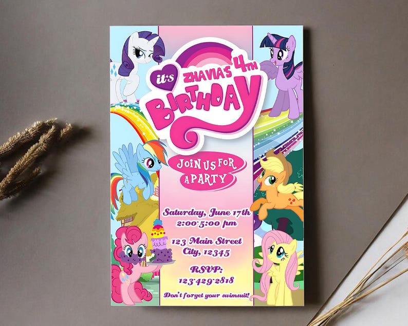 My Little Pony Birthday Invitation, Birthday Invitation Digital ...