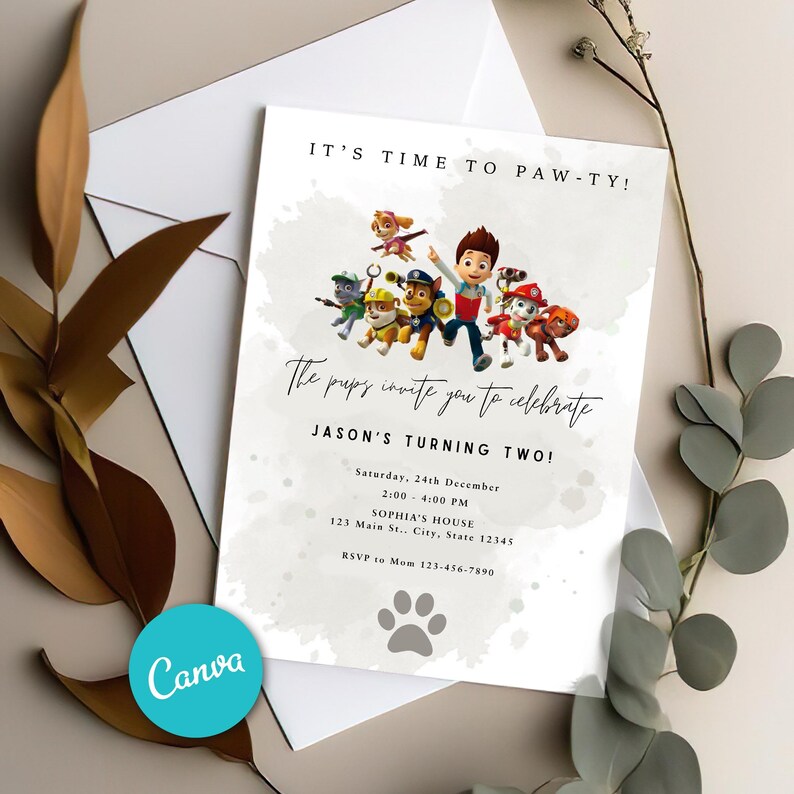 Editable Inspired Dog Birthday Invitations, Puppy Birthday Invite, Dog ...