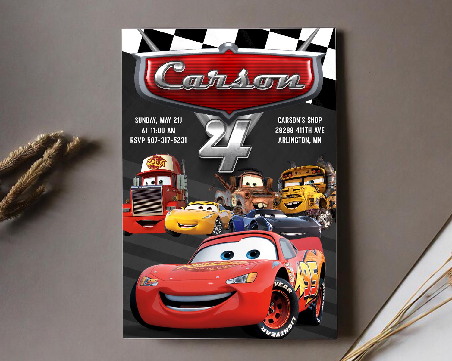 Cars Birthday Invitation, Birthday Invitation Digital, Invitations for ...