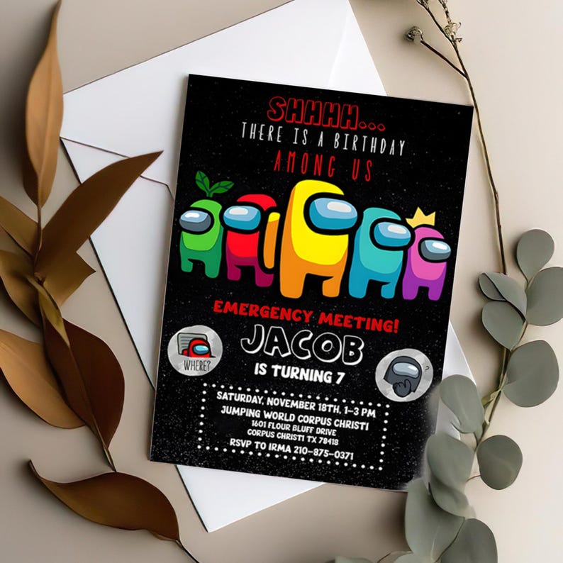 Among Us Birthday Invitation, Birthday Invitation Digital, Invitations ...