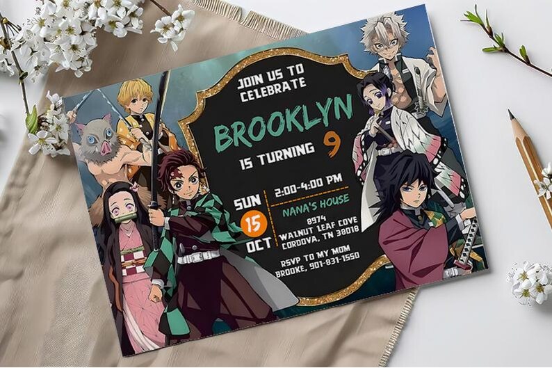 Editable Demon Slayer Birthday Invitation, Anime Invitation Themes ...
