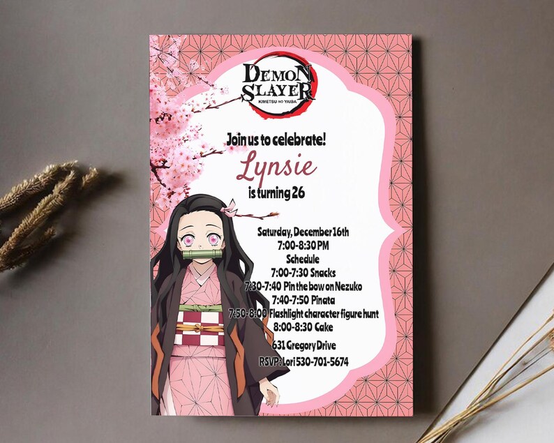 Demon Slayer Birthday Invitation, Birthday Invitation Digital ...