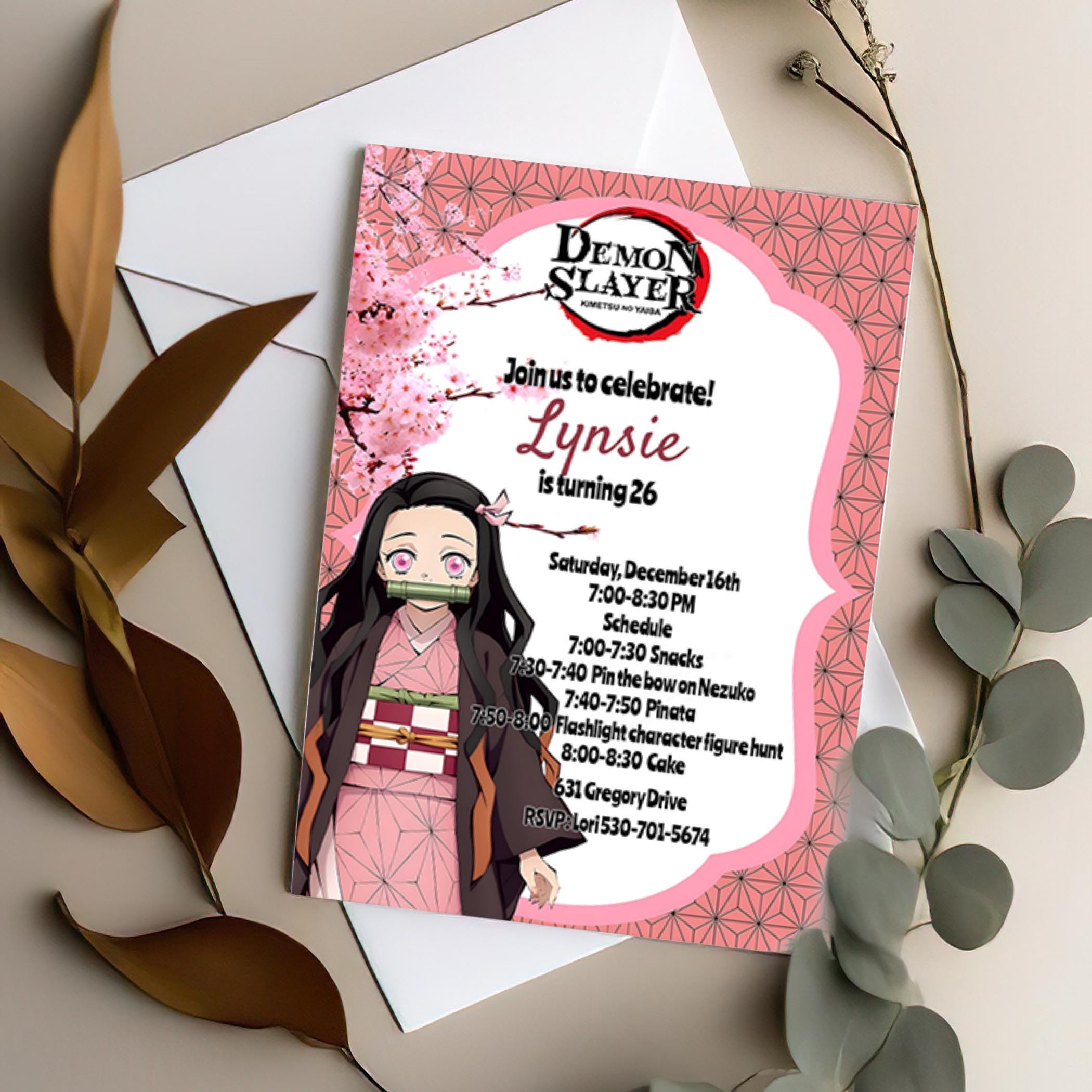 Demon Slayer Birthday Invitation, Birthday Invitation Digital ...