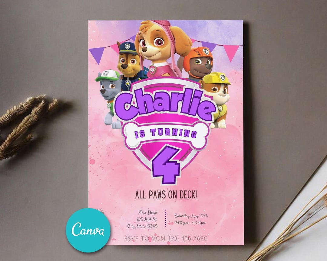 Editable Inspired Dog Birthday Invitations, Puppy Birthday Invite ...