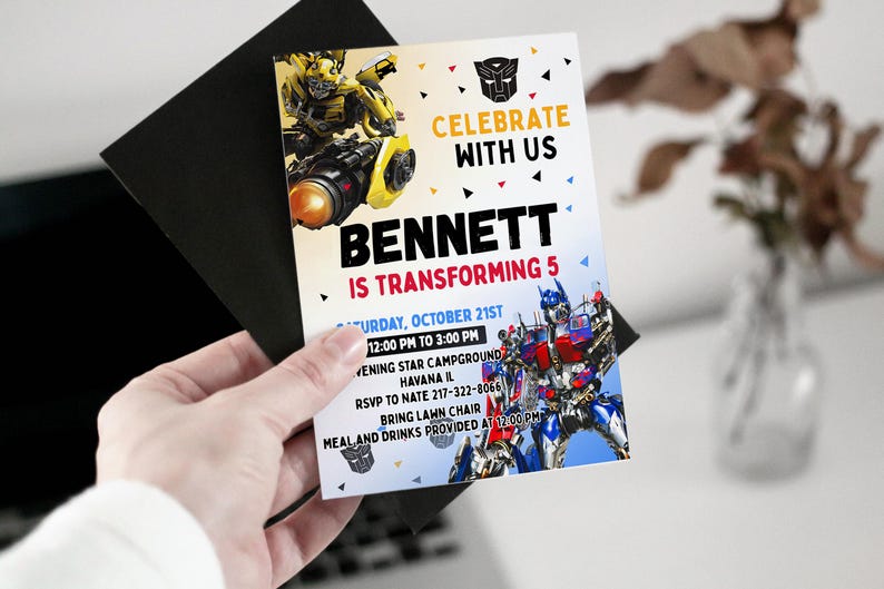 Transformers Birthday Invitation, Birthday Invitation Digital ...