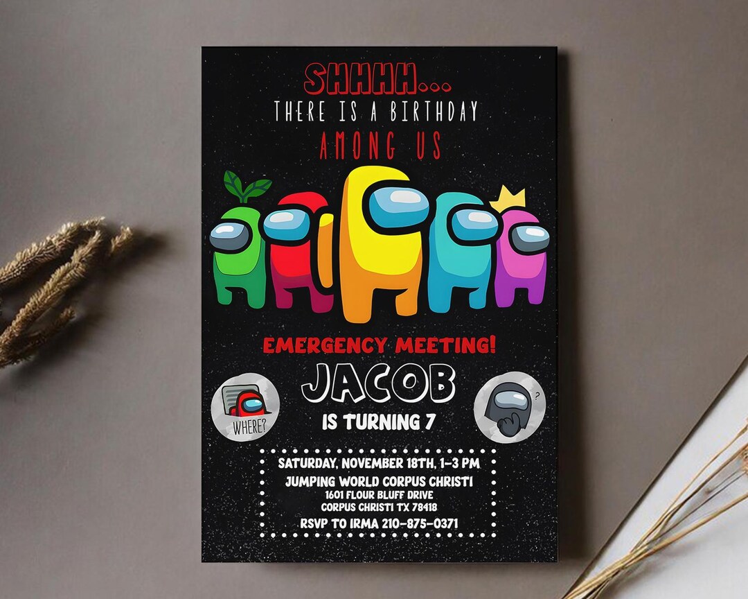 Among Us Birthday Invitation, Birthday Invitation Digital, Invitations ...
