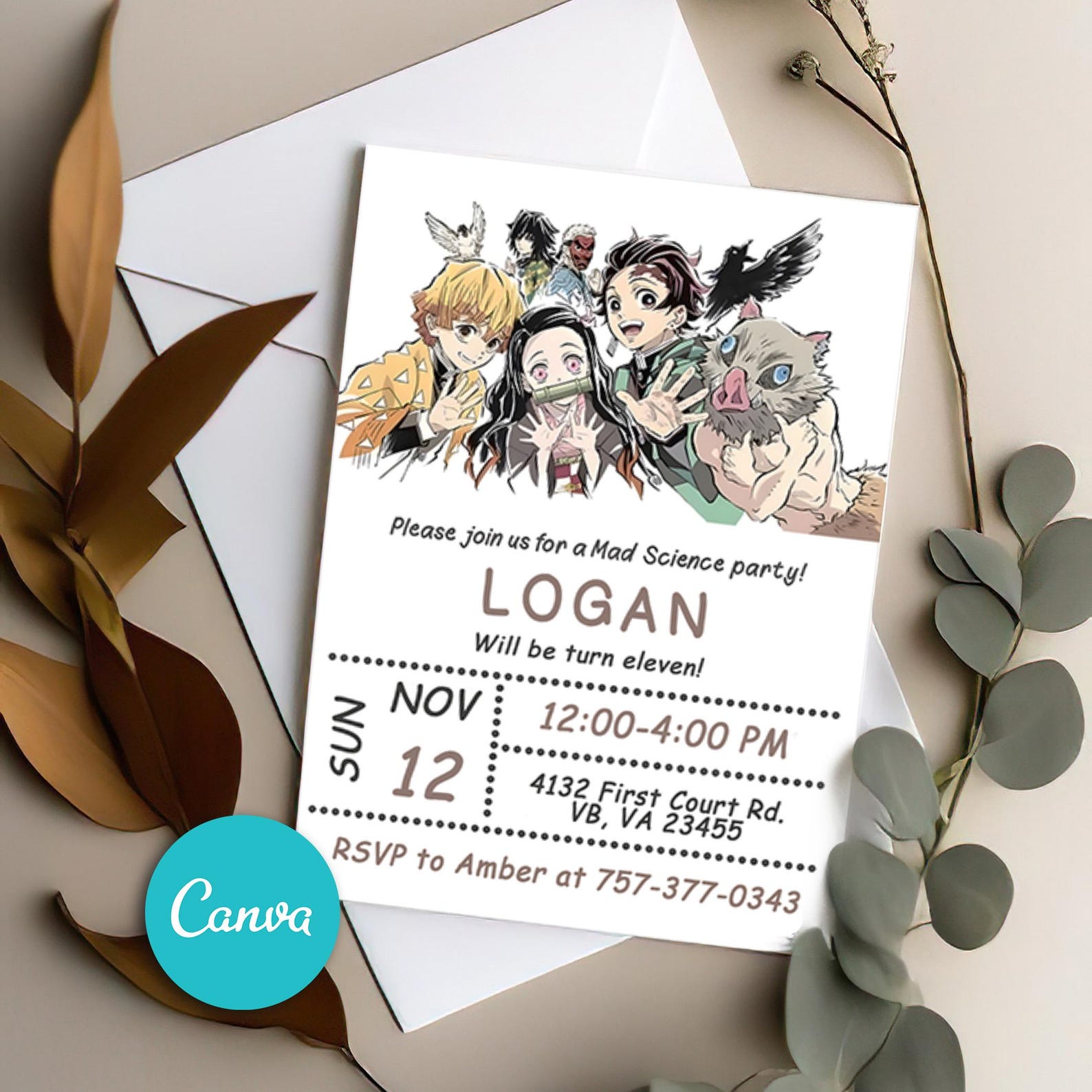 Demon Slayer Birthday Invitation, Birthday Invitation Digital ...