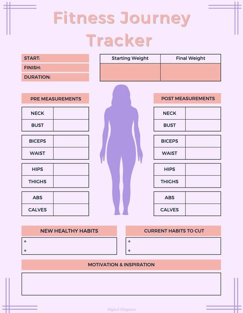 Ultimate Fitness Tracker: Before & After Measurements + Inspirational ...