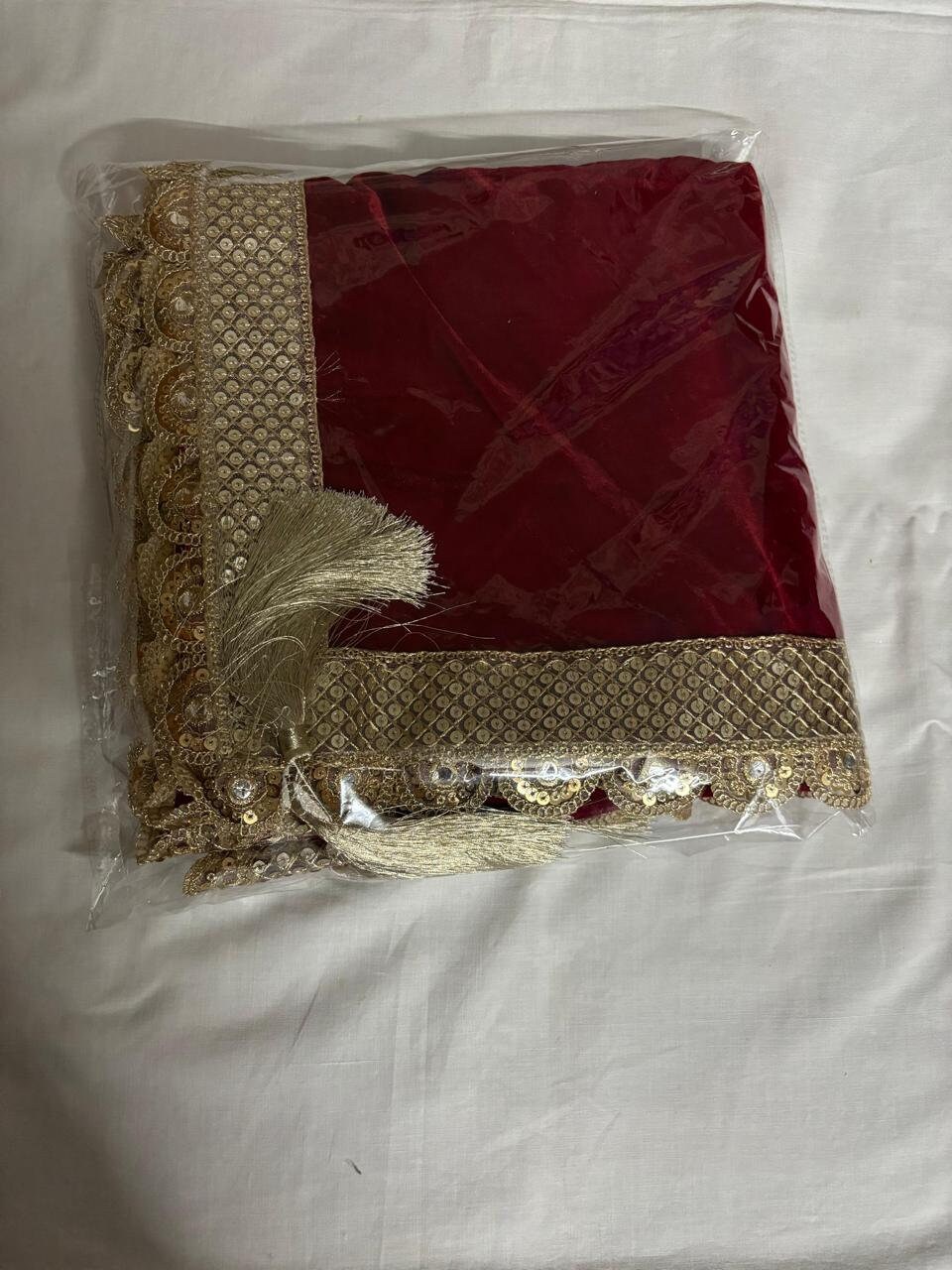 Velvet Designer Red Dupatta - Etsy