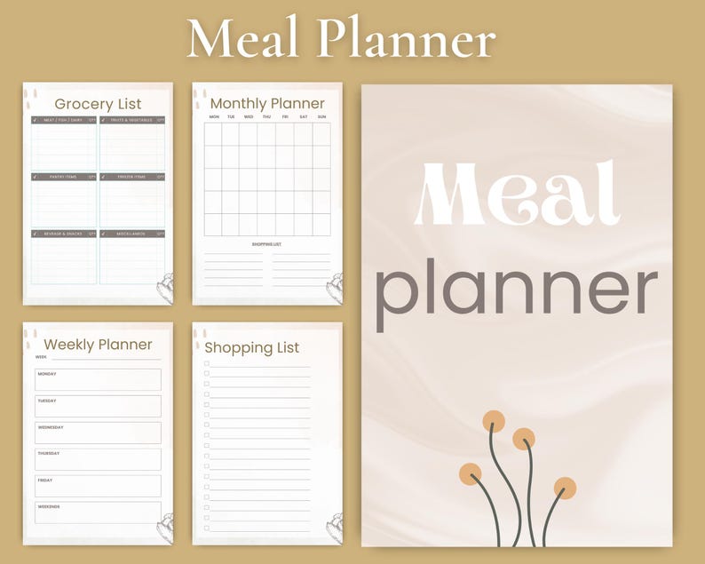 Meal Planner Bundle | Monthly and Weekly Meal Plans, Recipe Pages ...